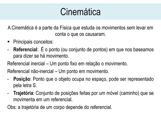 Cinemática: Movimento Retilíneo Uniforme e Movimento Uniformemente ...