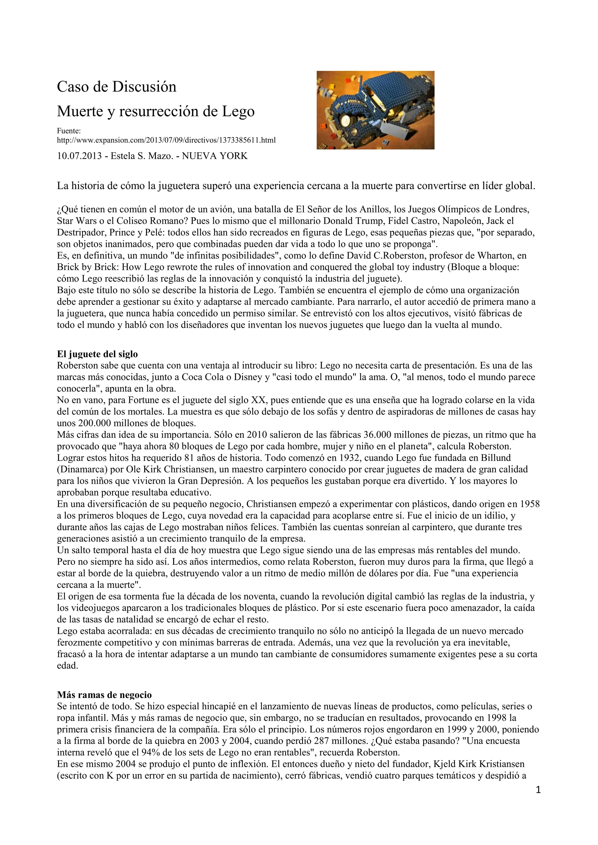 Muerte y resurrección de Lego | PDF