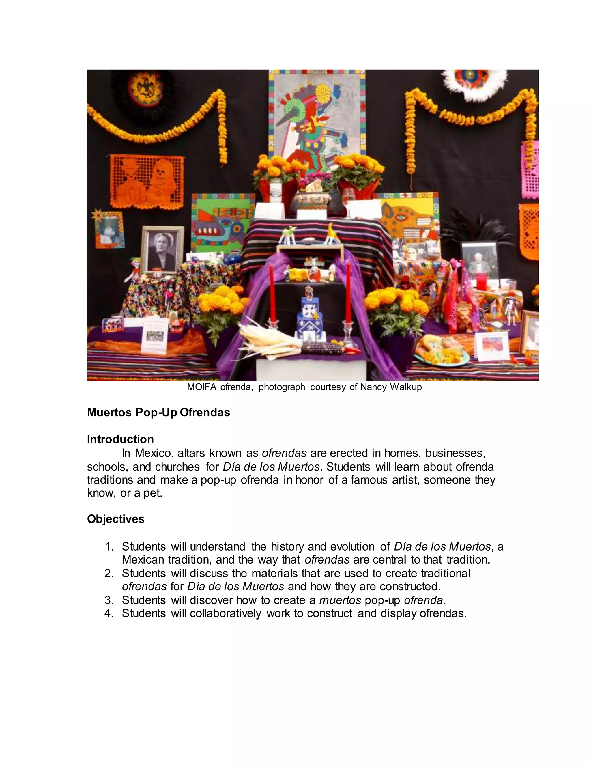 Pop Up Ofrendas for the Mexican Days of the Dead | DOCX