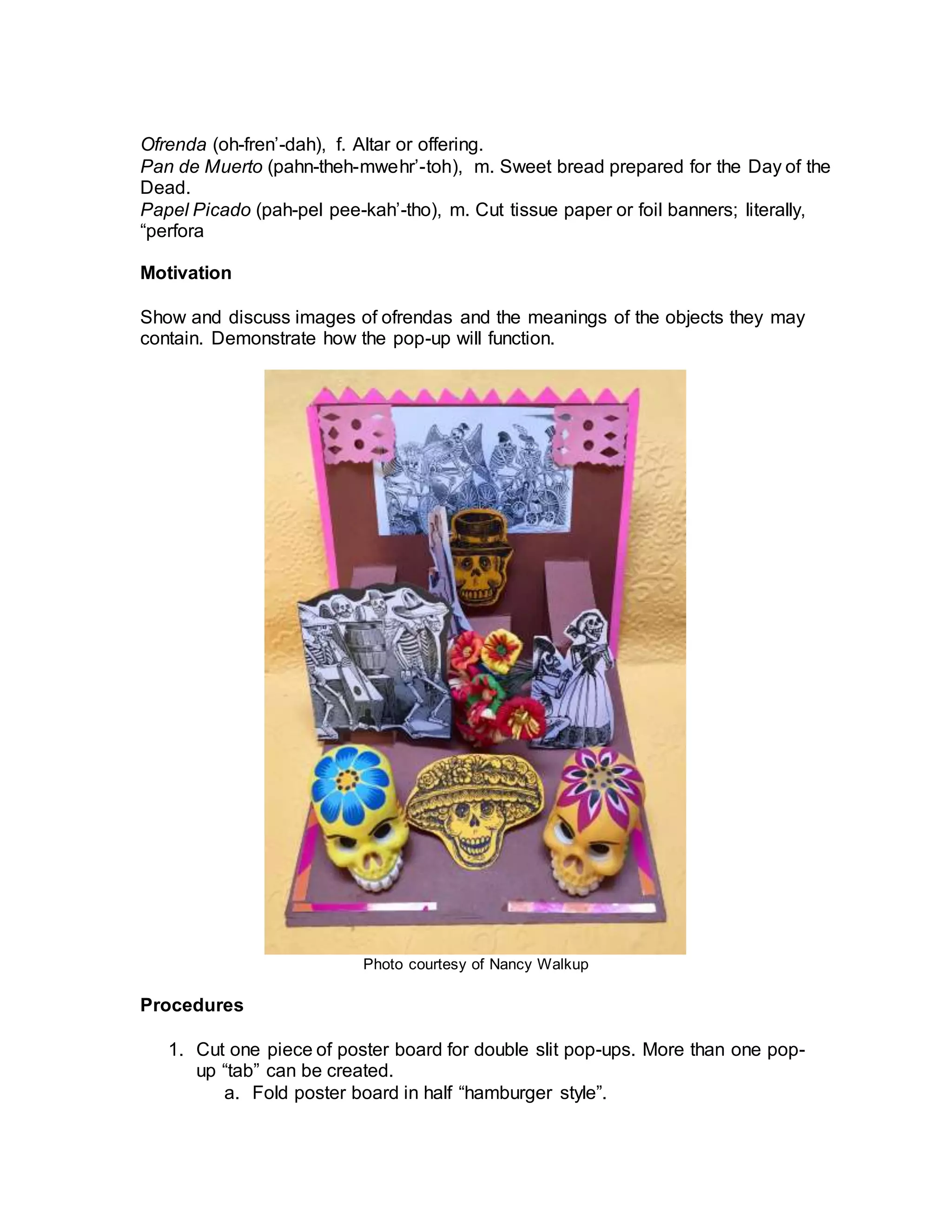 Pop Up Ofrendas for the Mexican Days of the Dead | DOCX