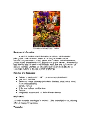 Pop Up Ofrendas for the Mexican Days of the Dead | PDF