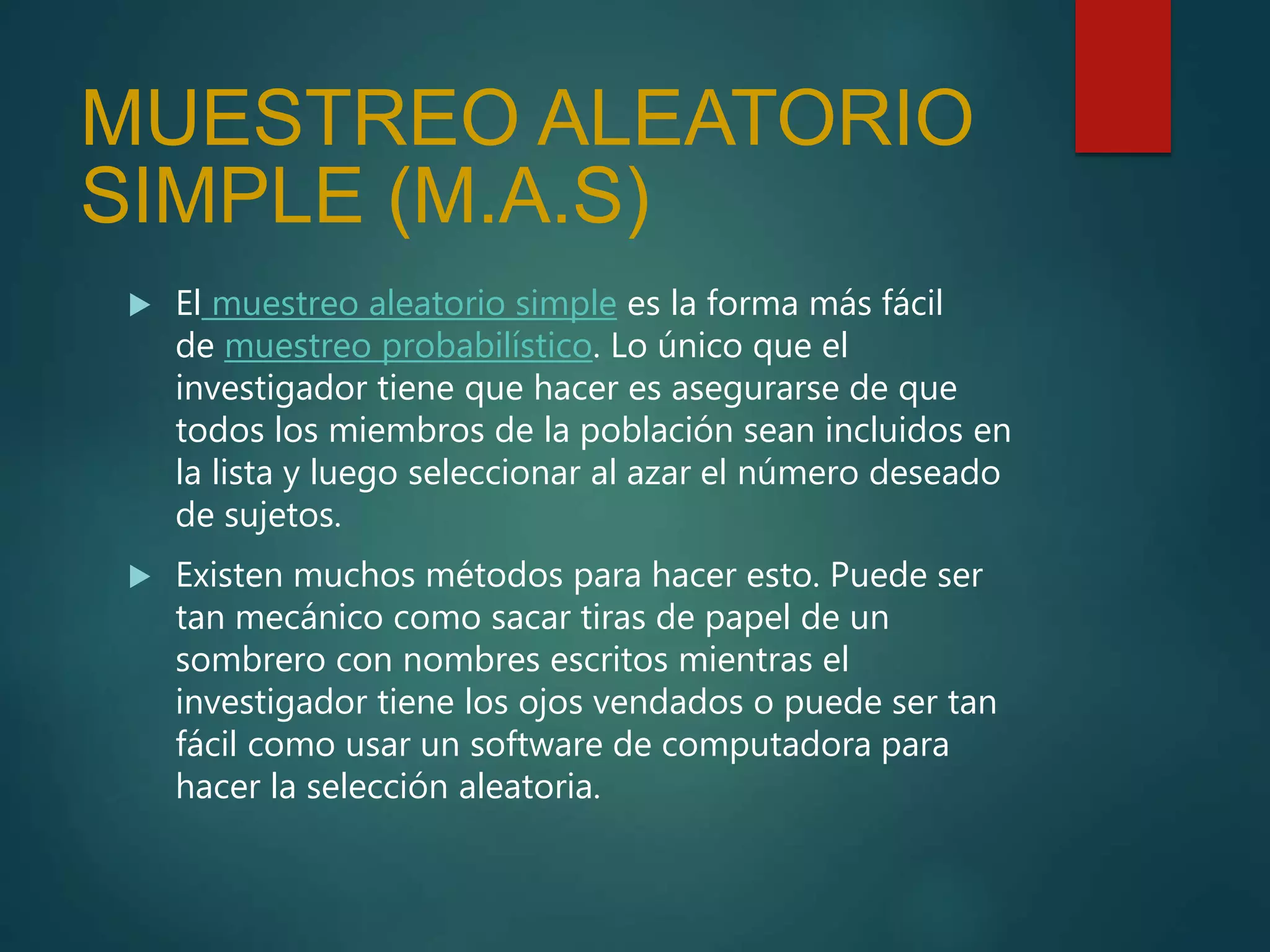 Muestreo aleatorio simple | PPTX