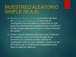 Muestreo aleatorio simple | PPTX