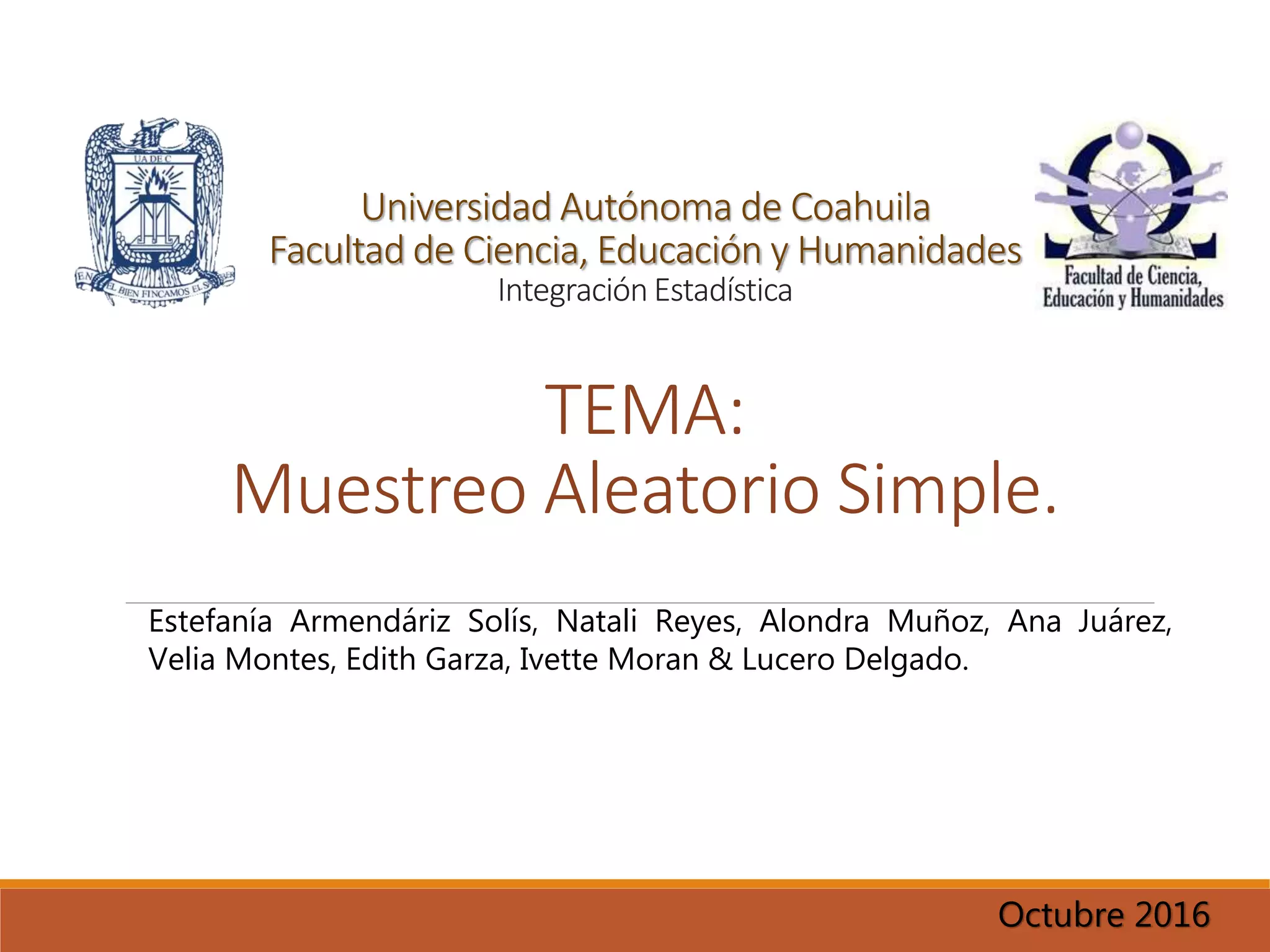 Muestreo aleatorio simple | PPTX