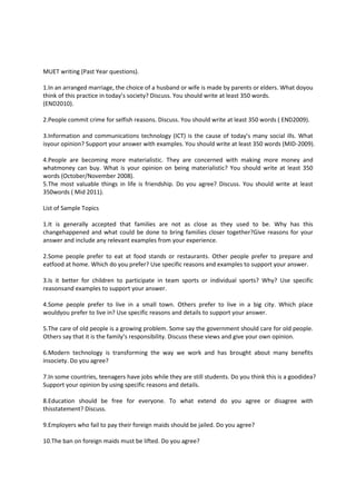 Muet exercises | PDF