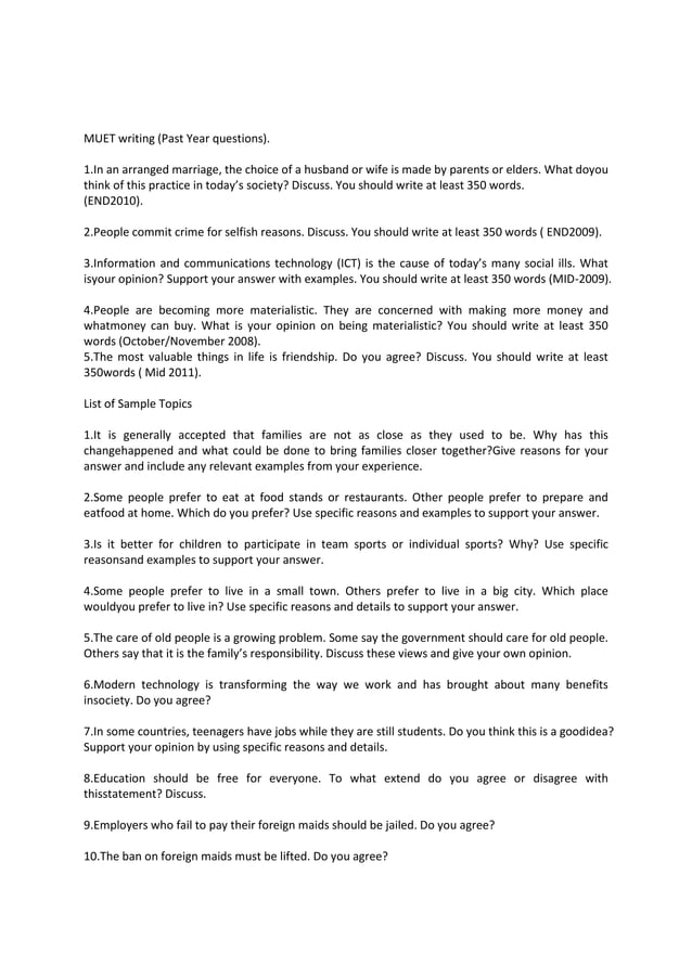 Muet exercises | PDF