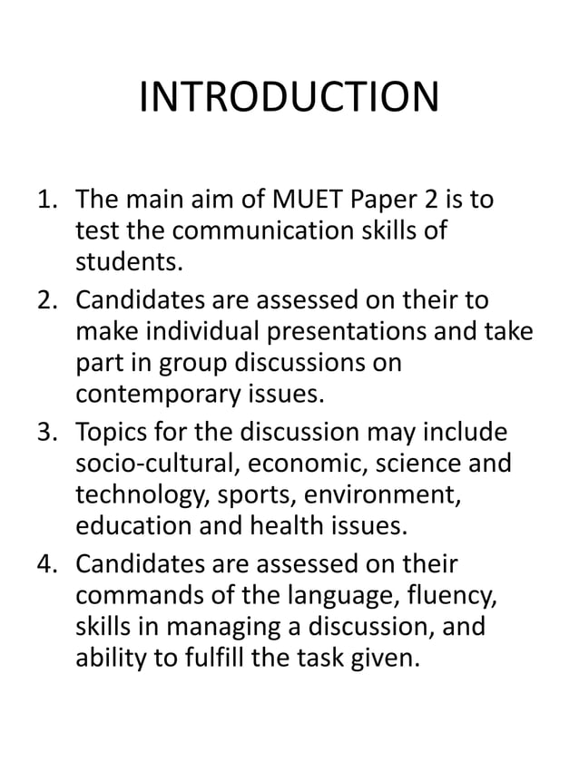 Muet speaking lessons 2 | PPTX | Educational Assessment | Education