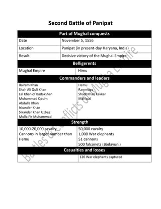 Battles & Conflicts of Mughal Empire | PDF