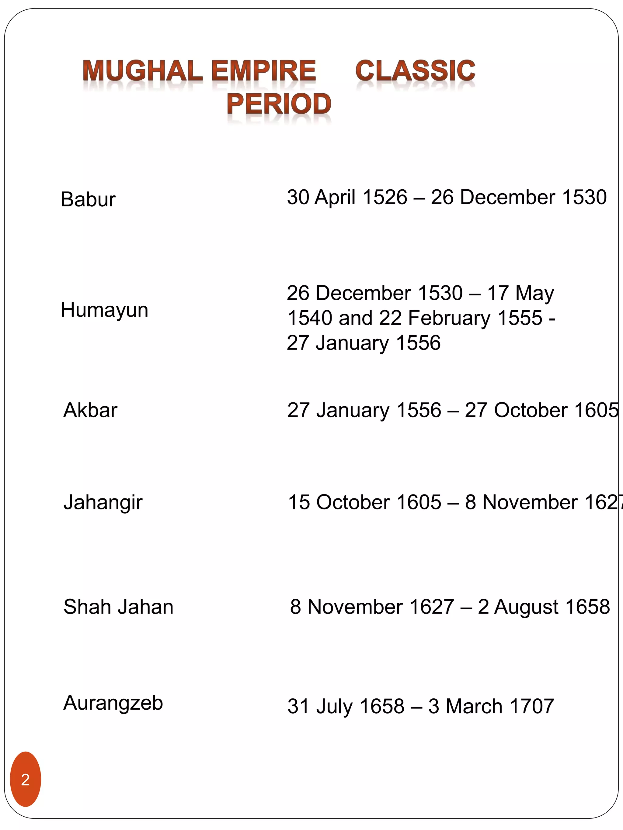 Mughal ppt By Jyotibhooshan Chaturvedi | PDF