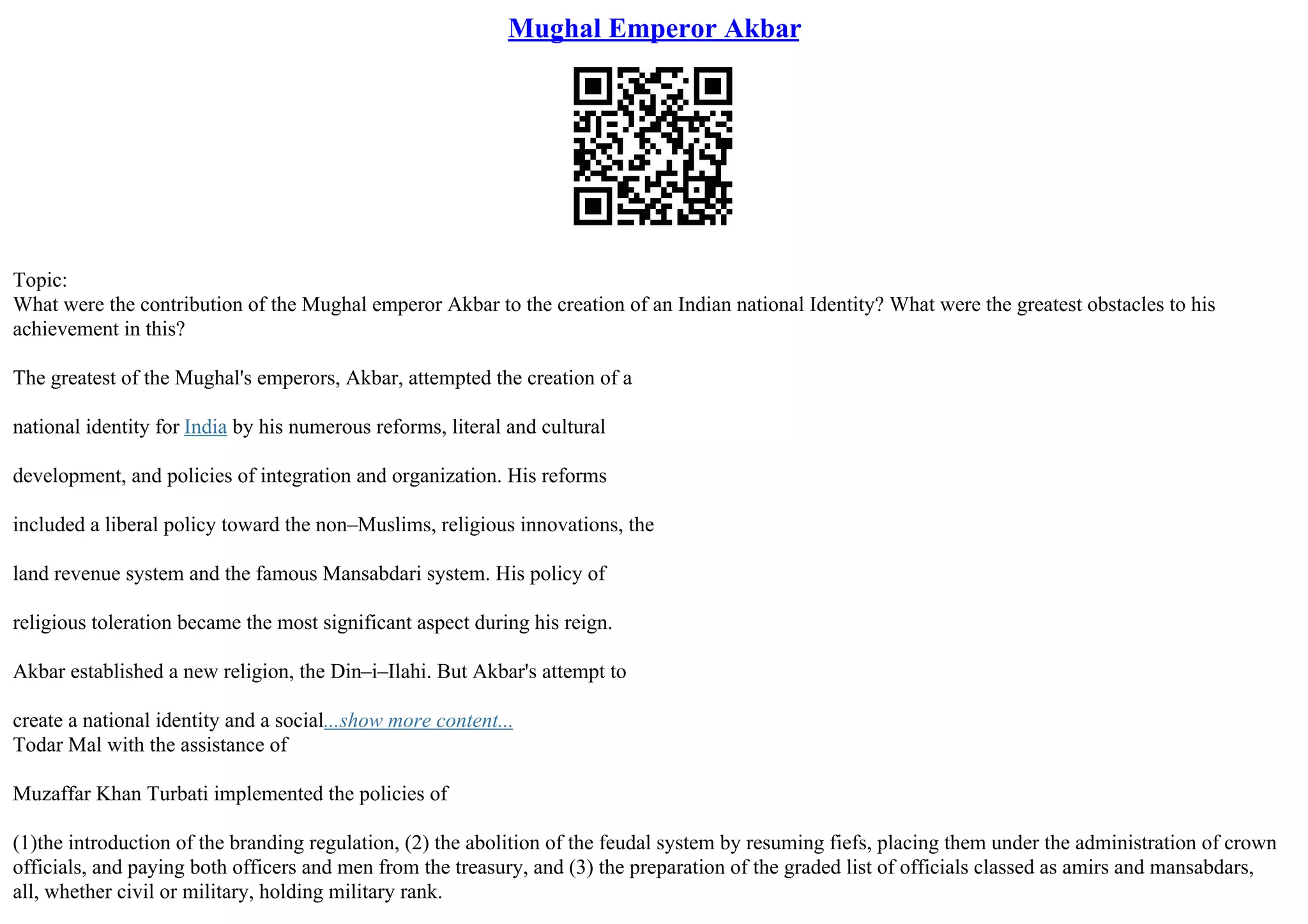 Mughal Emperor Akbar | PDF