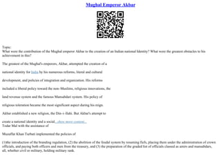 Mughal Emperor Akbar | PDF