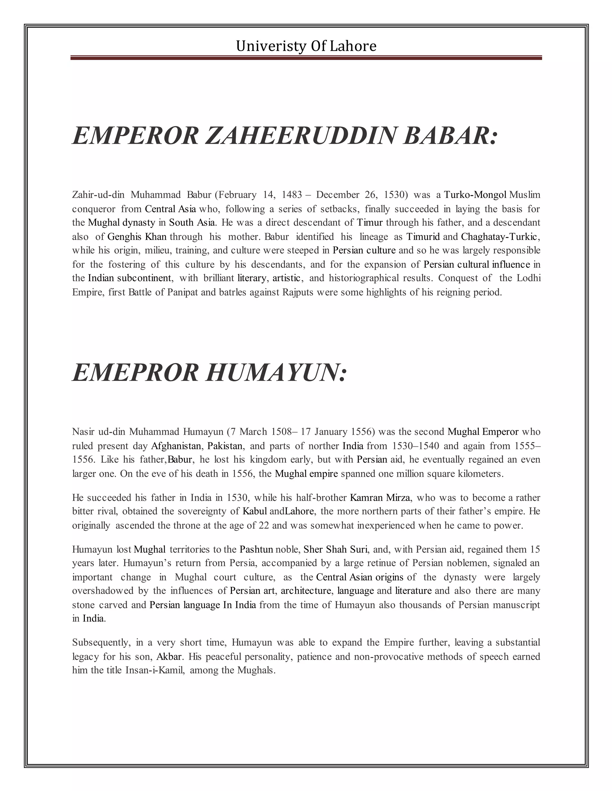 Mughal empire assignmnet | DOCX