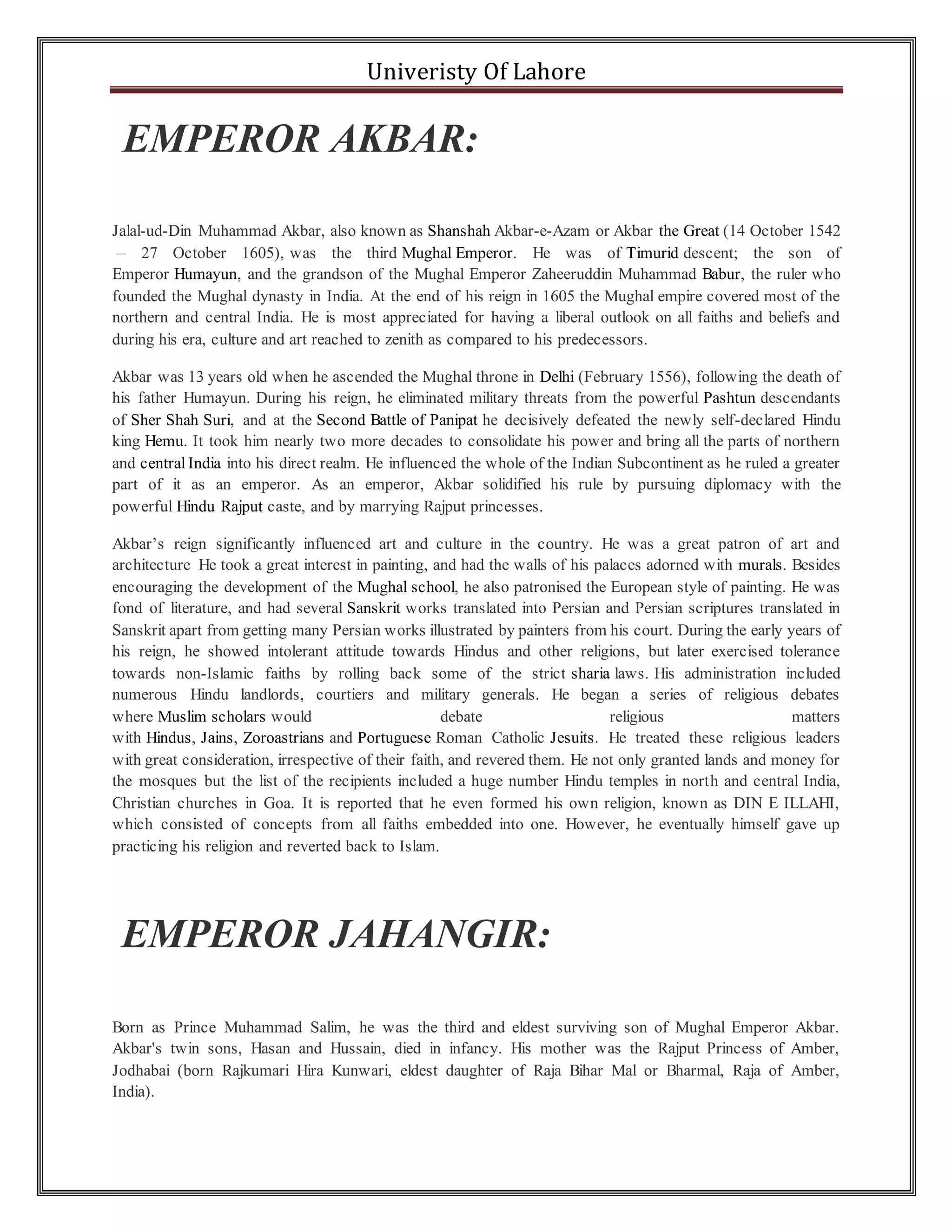 Mughal empire assignmnet | DOCX