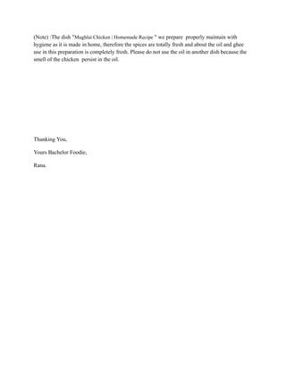 Mughlai Chicken Homemade Recipe.pdf | Cooking | Food & Drink