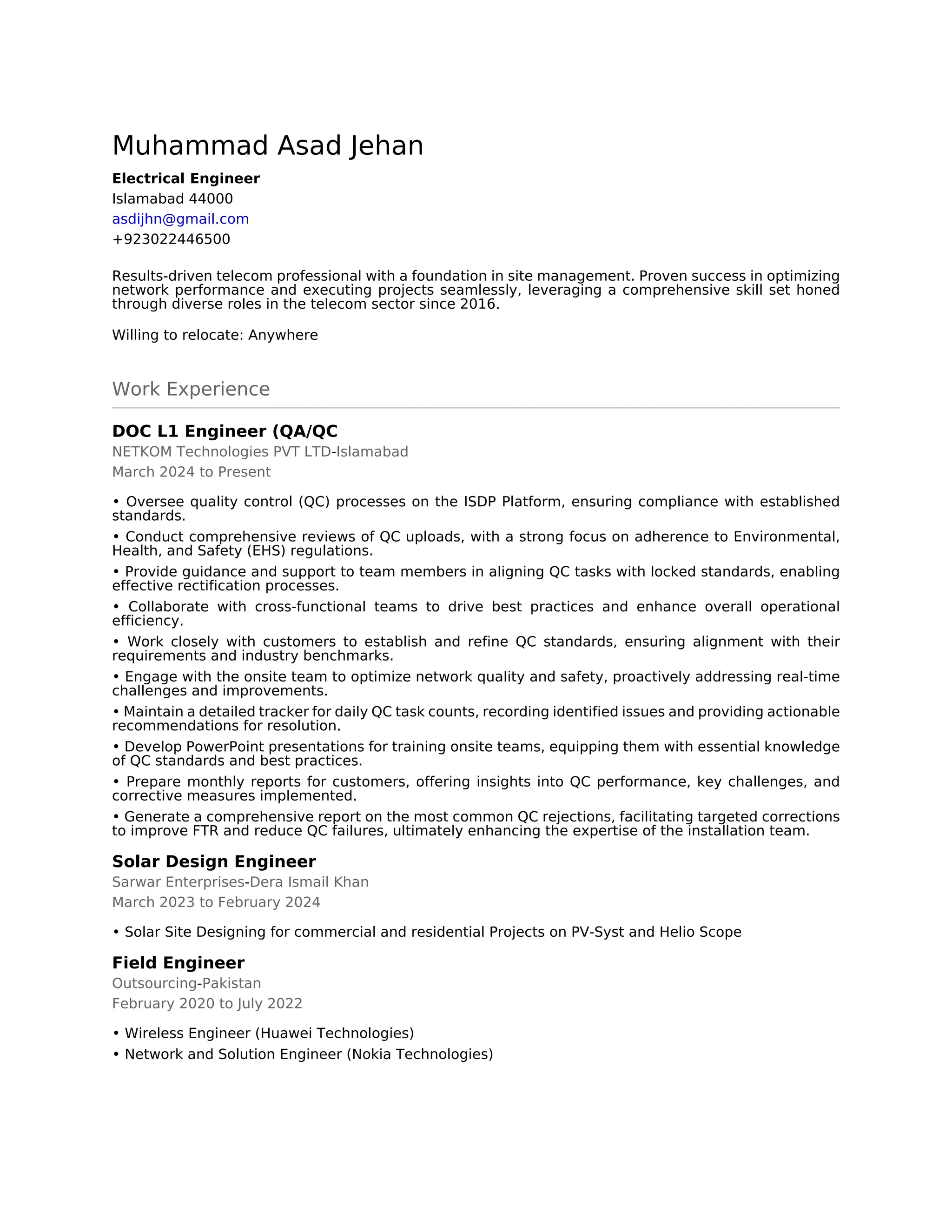 Muhammad-Asad-Jehan — curriculum Vitae (CV) | PDF