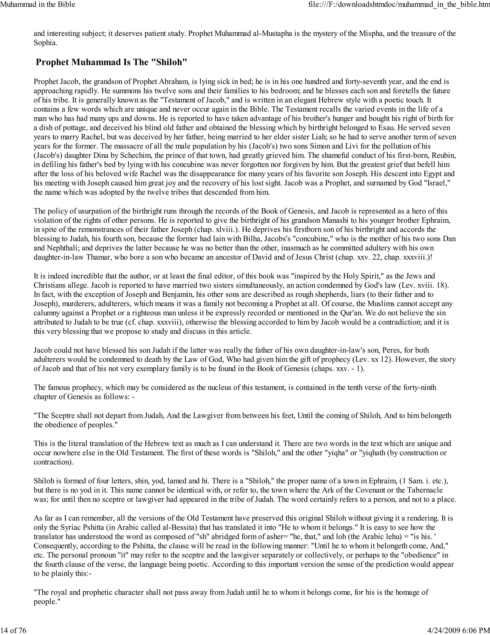 Muhammad in the Bible | PDF