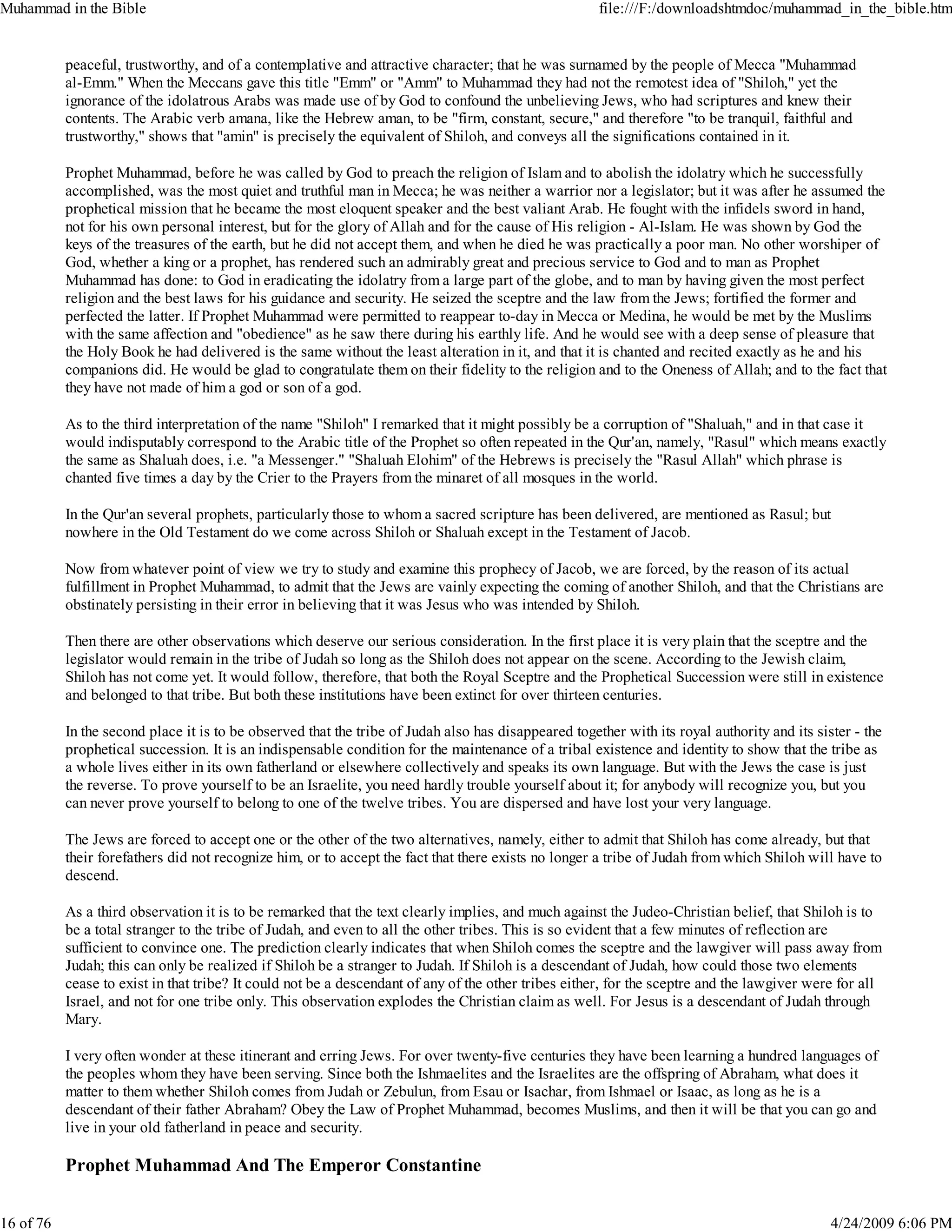 Muhammad in the Bible | PDF