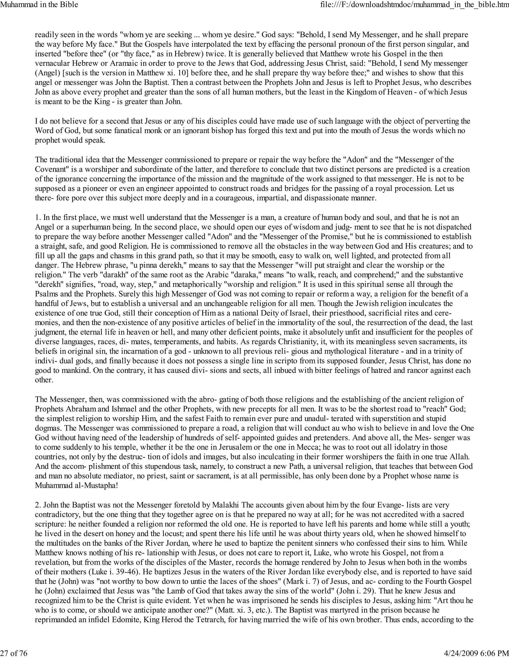 Muhammad in the Bible | PDF