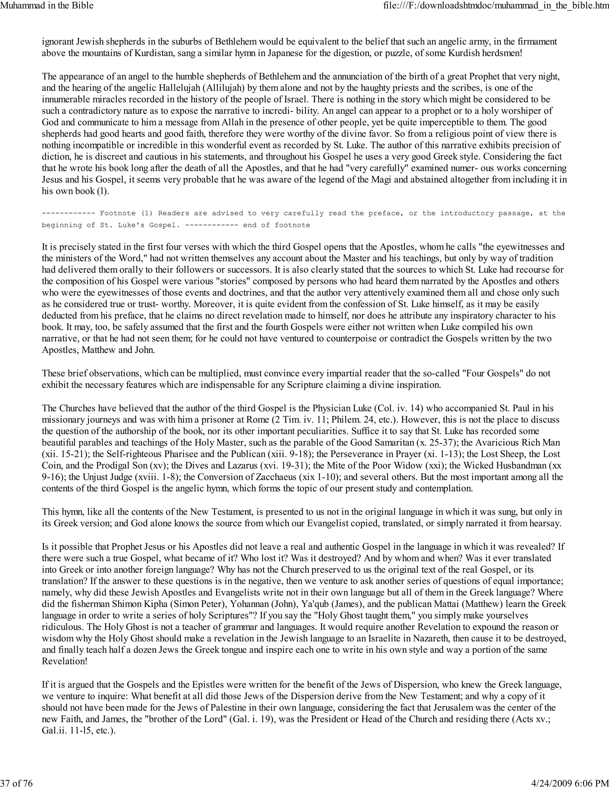 Muhammad in the Bible | PDF