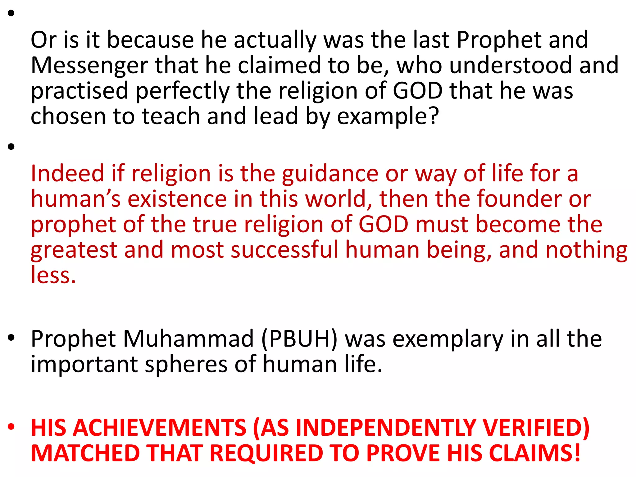 MUHAMMAD - THE LAST MESSENGER OF GOD - GREATEST MAN IN HISTORY | PPTX