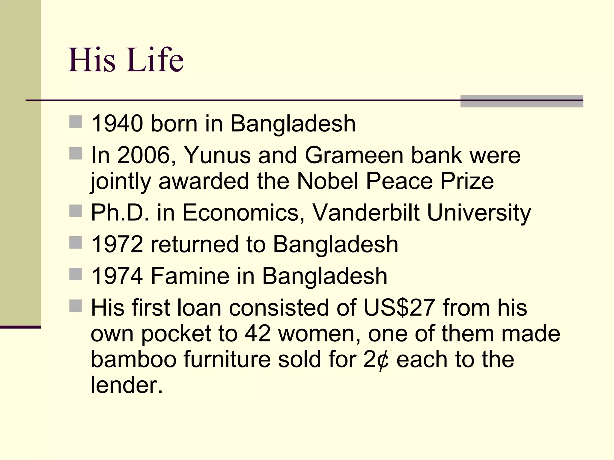 Muhammad Yunus & His Microcredit | PPT