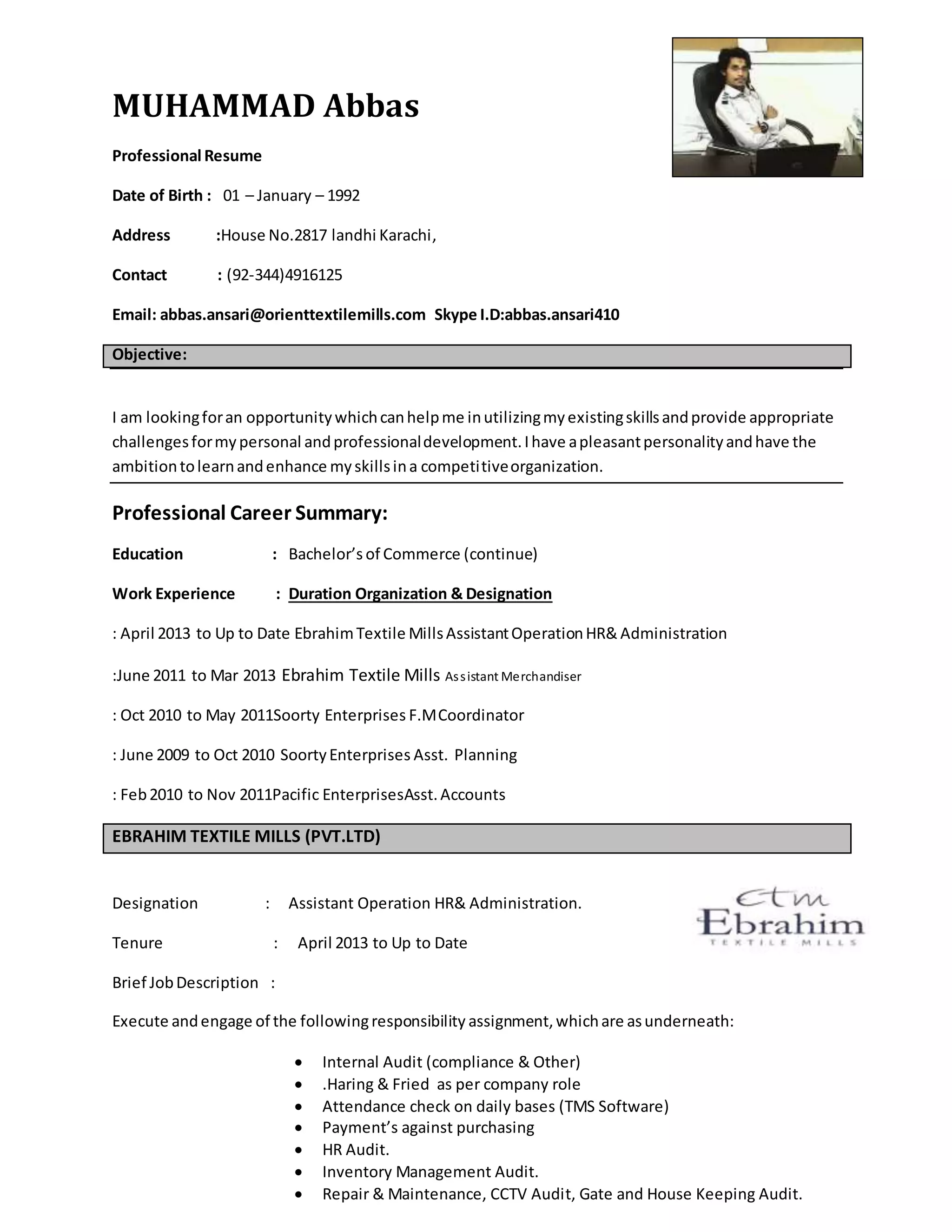 Muhammad abbas ansari | DOCX | Business | Business and Finance