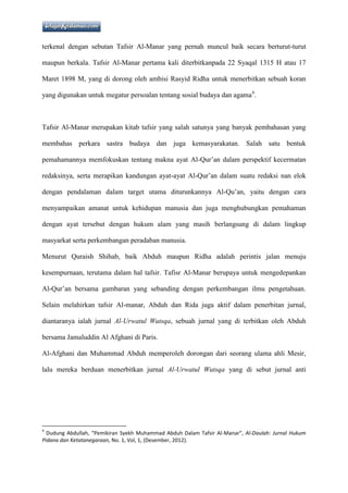 Muhammad abduh dan rasyid ridha terhadap pembaharu kepustakaan islam | PDF