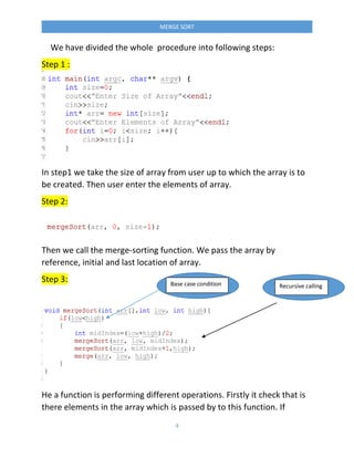 Working of Merge Sort Code | PDF