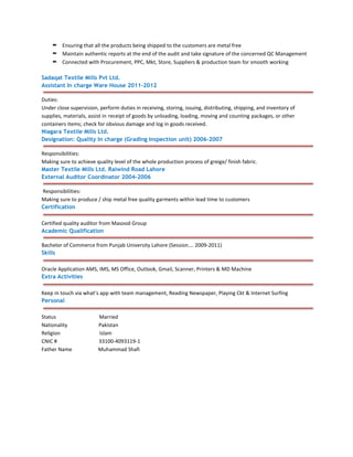 Muhammad Akram's Resume | PDF