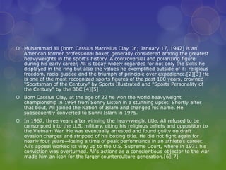 Muhammad ali, short bio | PPTX