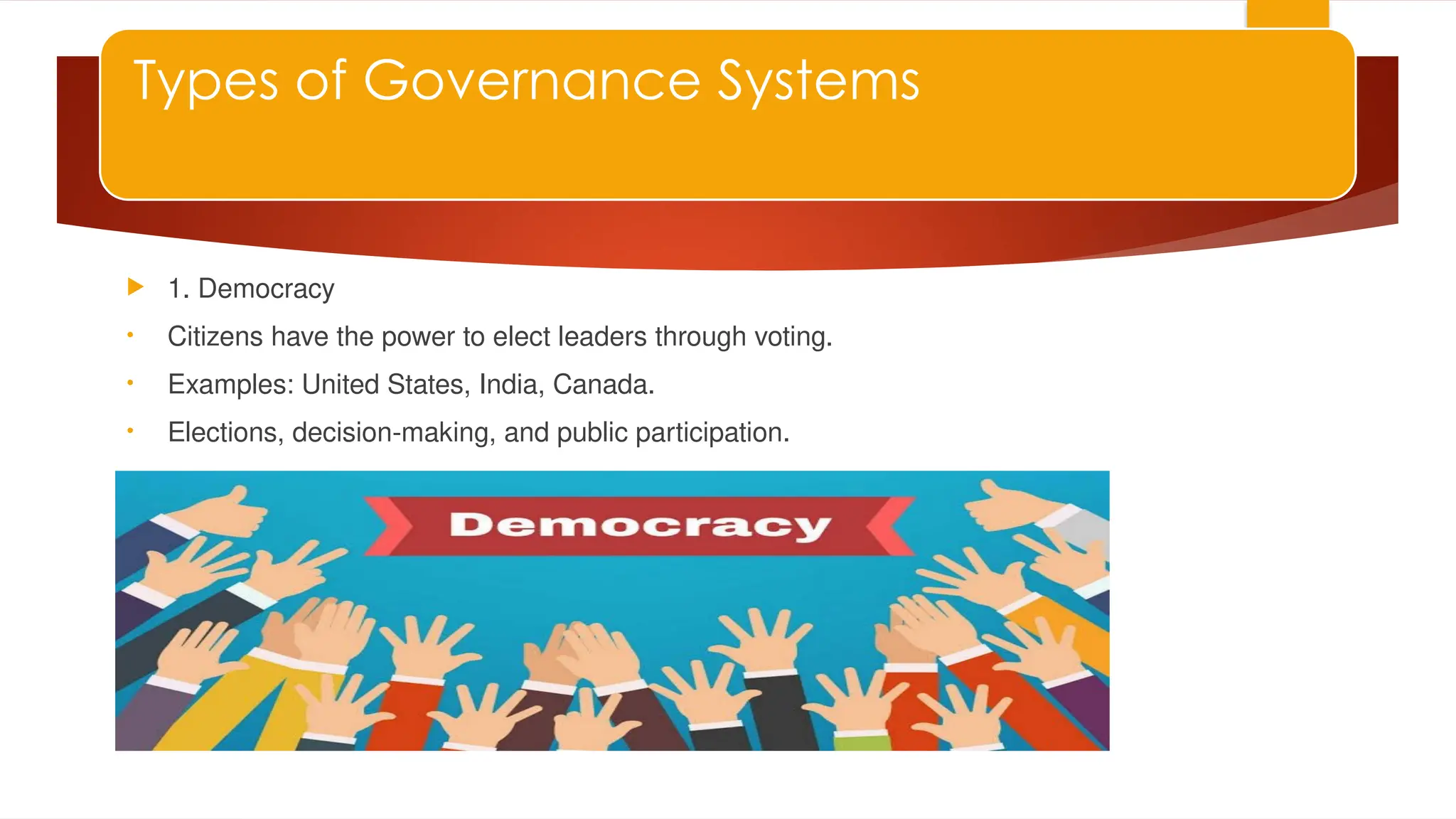 Presentation on the types of governance systems | PPTX