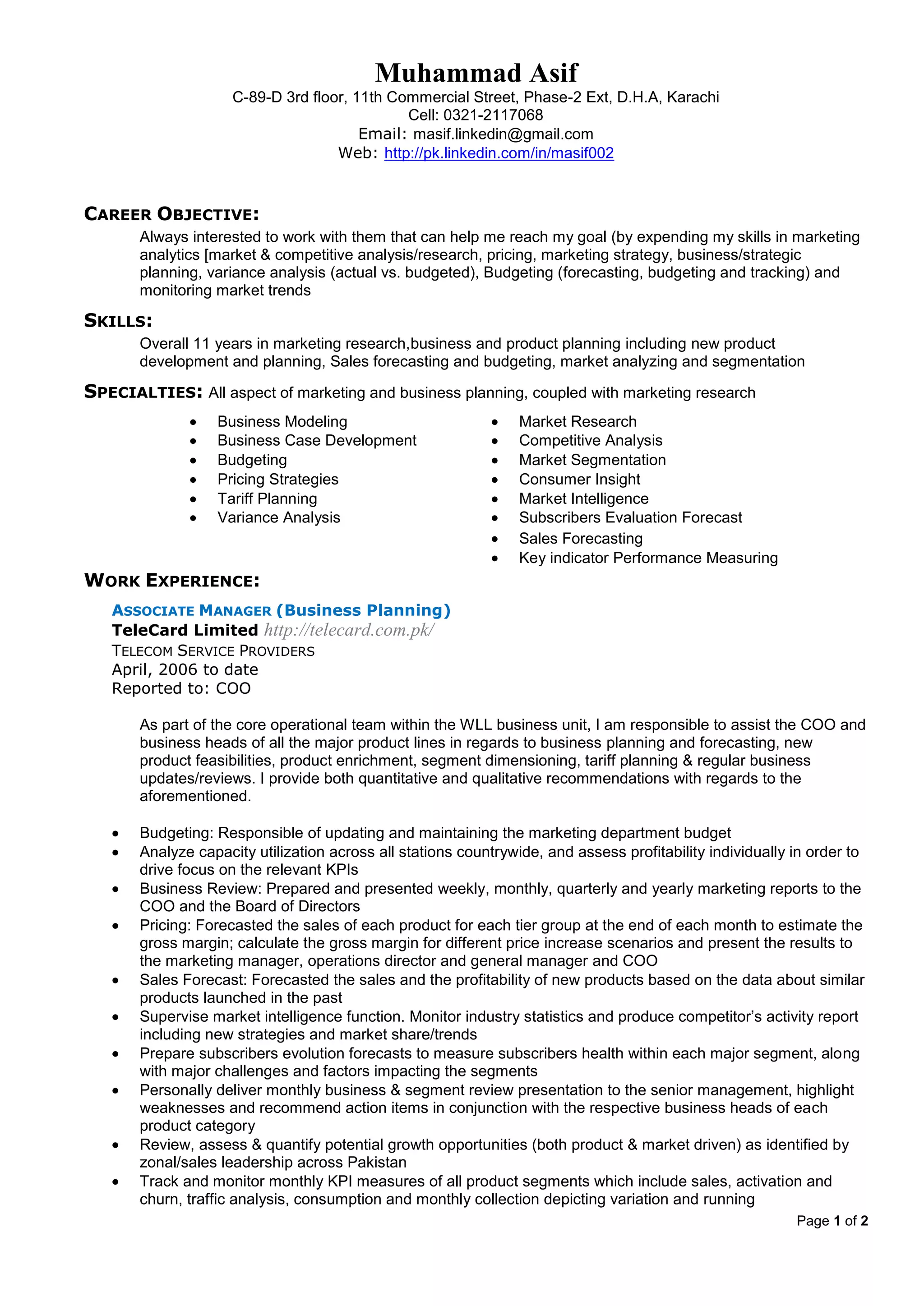 Muhammad Asif Cv | PDF