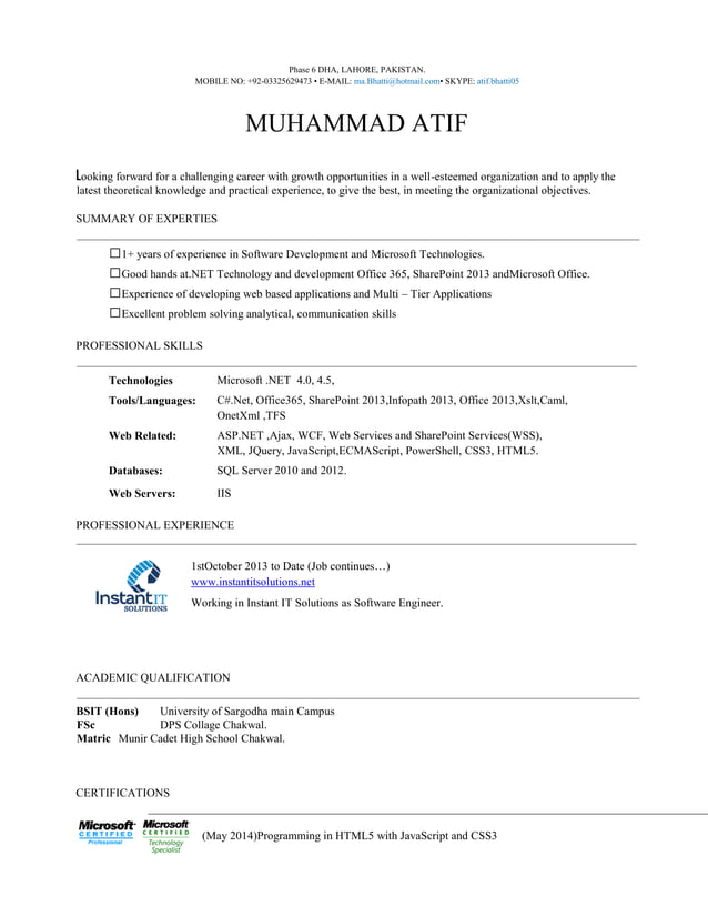 Muhammad atif resume | PDF