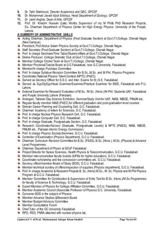 Muhammad attique khan shahid cv (2019 as per directions) | DOCX