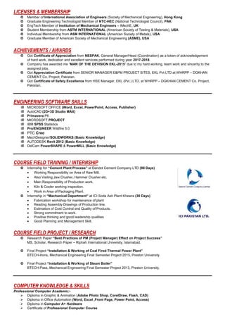 Engr Muhammad Awais Mech. Engg, BSTech, MSPM, PGD, CPM | PDF