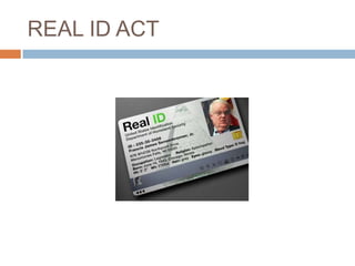 Privacy Identity Theft National ID Card and REAL ID Act | PPTX