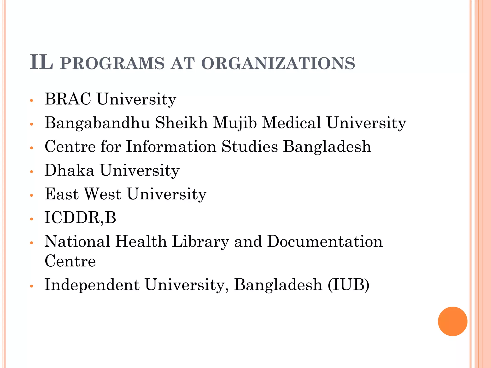 Chowdhury-- IL sessions in IUB Library: a case study | PDF
