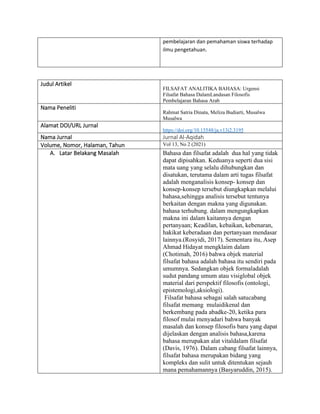 Muhammad Fabian Hidayat 2021 A Analisis Kritis Jurnal | PDF