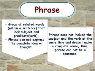 Phrase, Sentence and Clause | PPTX