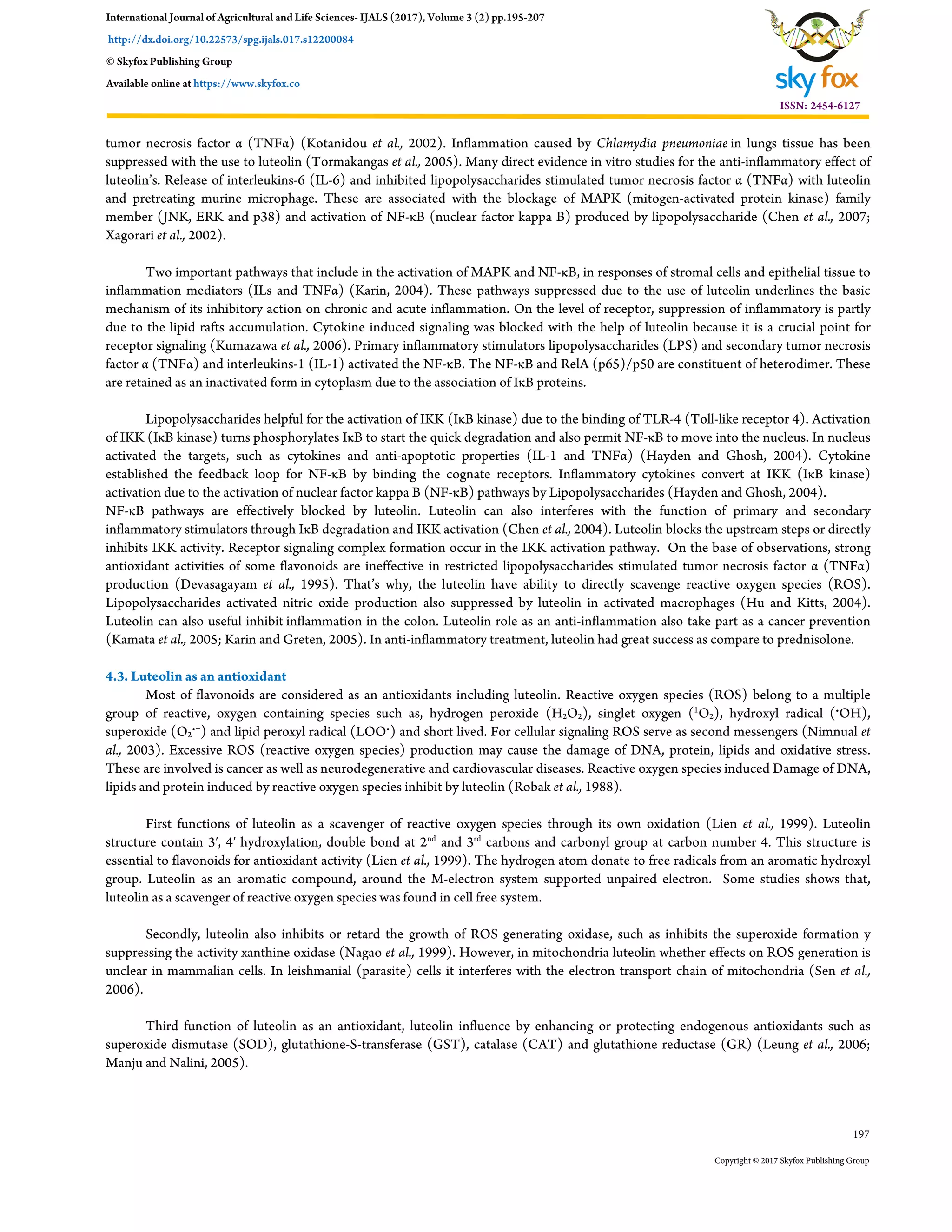 Food based phytochemical luteolin their derivatives, sources and ...