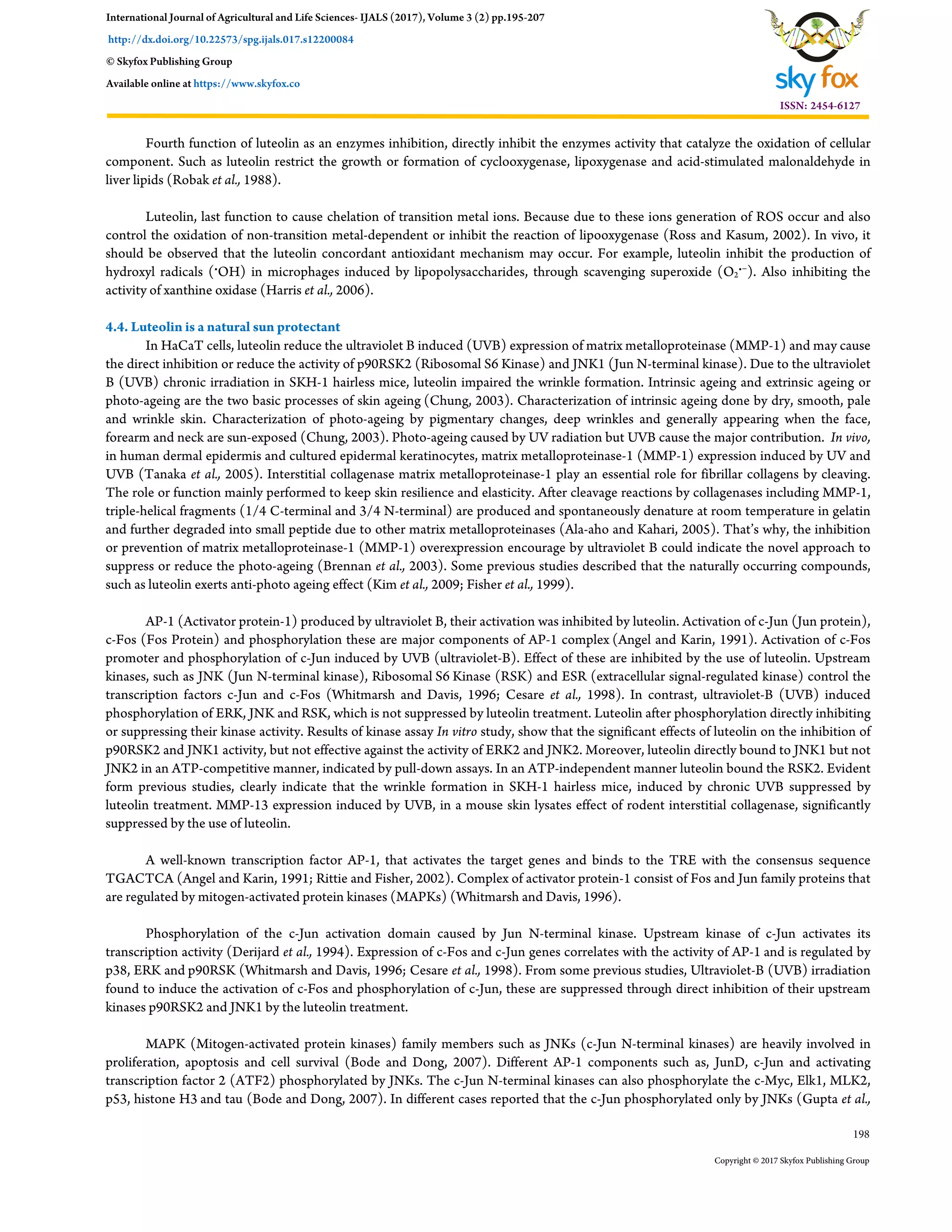 Food based phytochemical luteolin their derivatives, sources and ...