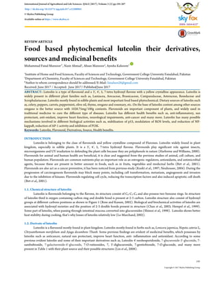 Food based phytochemical luteolin their derivatives, sources and ...