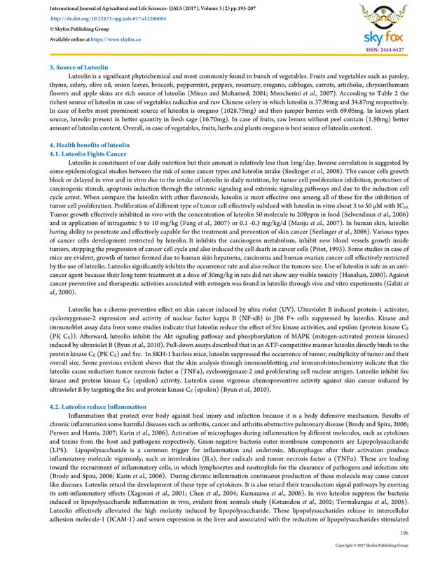 Food based phytochemical luteolin their derivatives, sources and ...