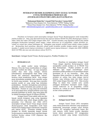 Penerapan Metode Backpropagation Neural Network untuk Memprediksi Produksi Air | PDF