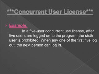 SOFTWARE LICENSE and types of software license./ by Haseeb Khan | PPTX