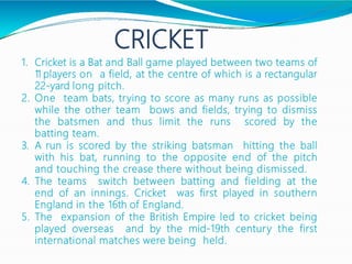 Muhammad ibrahim - england's national sport (cricket) | PPTX