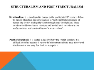 Divergence and convergence of Structuralism and post Structuralism | PPT