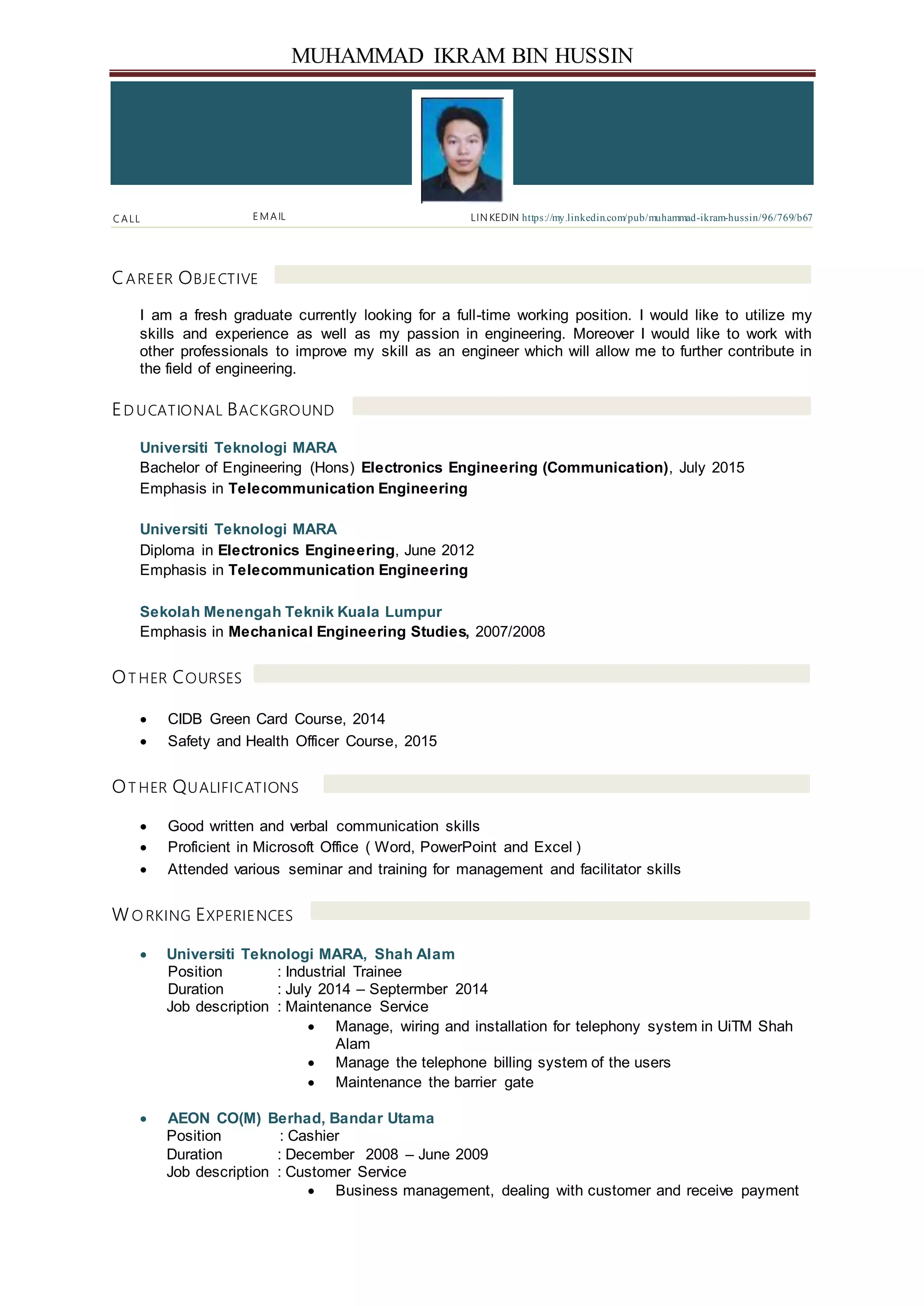 Muhammad ikram hussin resume | PDF