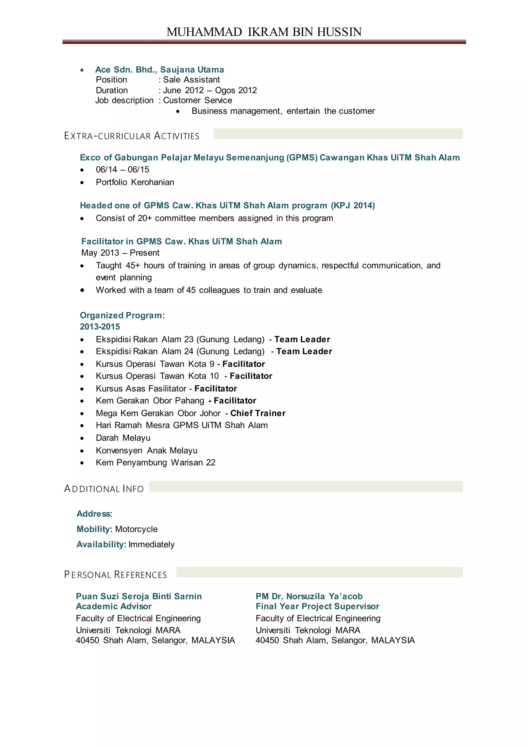 Muhammad ikram hussin resume | DOCX