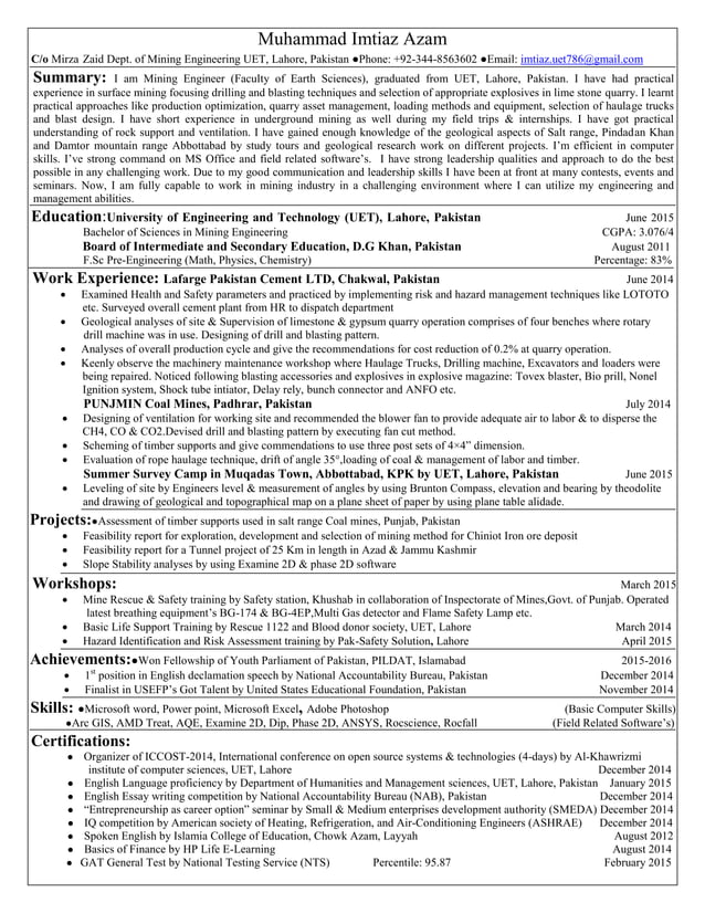 Muhammad imtiaz azam. Cv | PDF